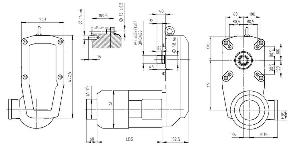GH40000 Crane Gearbox Reducer for wire rope lifting drive with Double ...